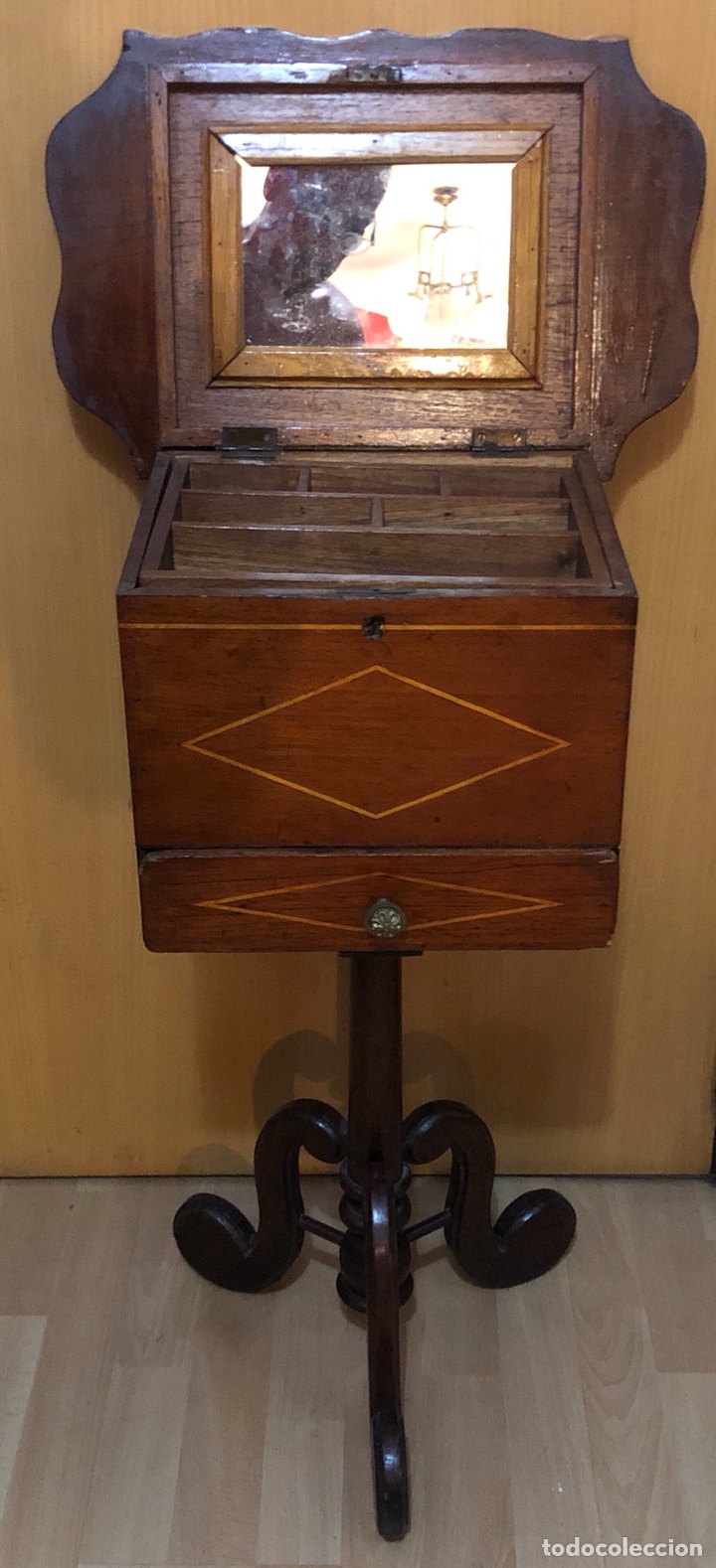 antigua mesa o mesita costurero con cajón y mar - Comprar Mesas ...