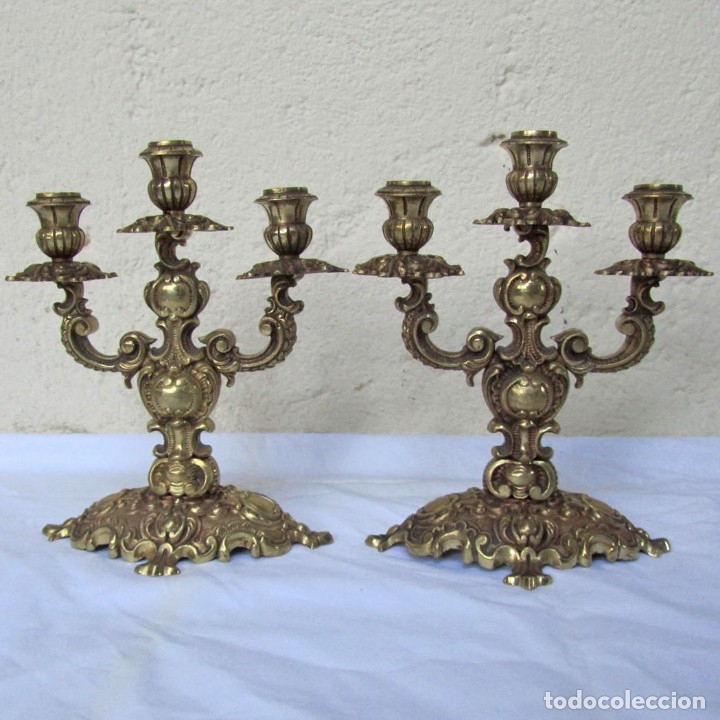 pareja de candelabros de bronce registrados - Comprar Candelabros ...