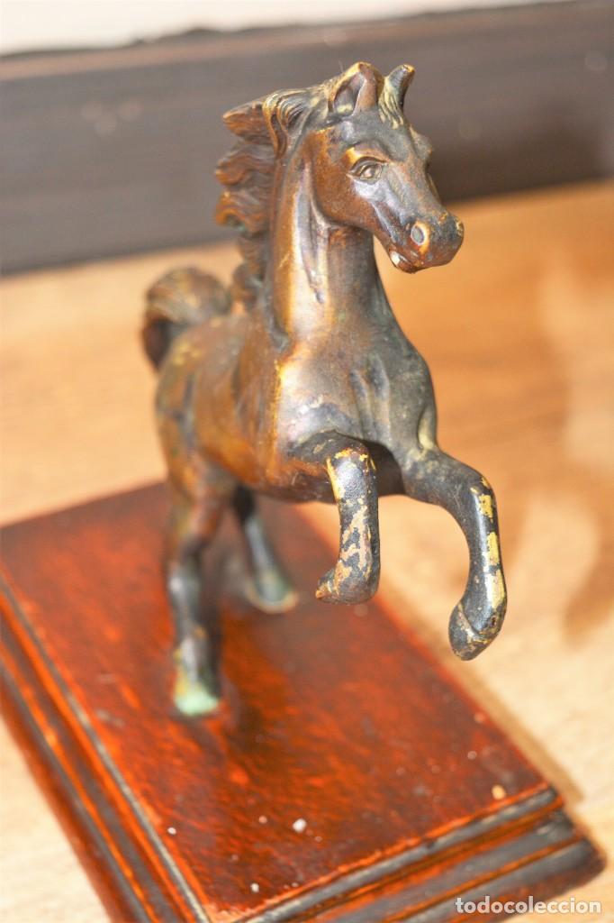 escultura caballo de bronce con base madera - f - Comprar Figuras ...
