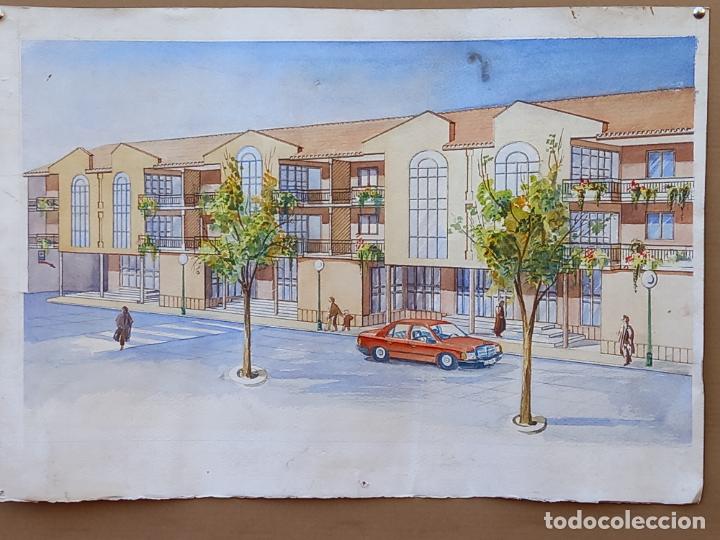 acuarela original a color de un edificio reside - Comprar Acuarelas ...