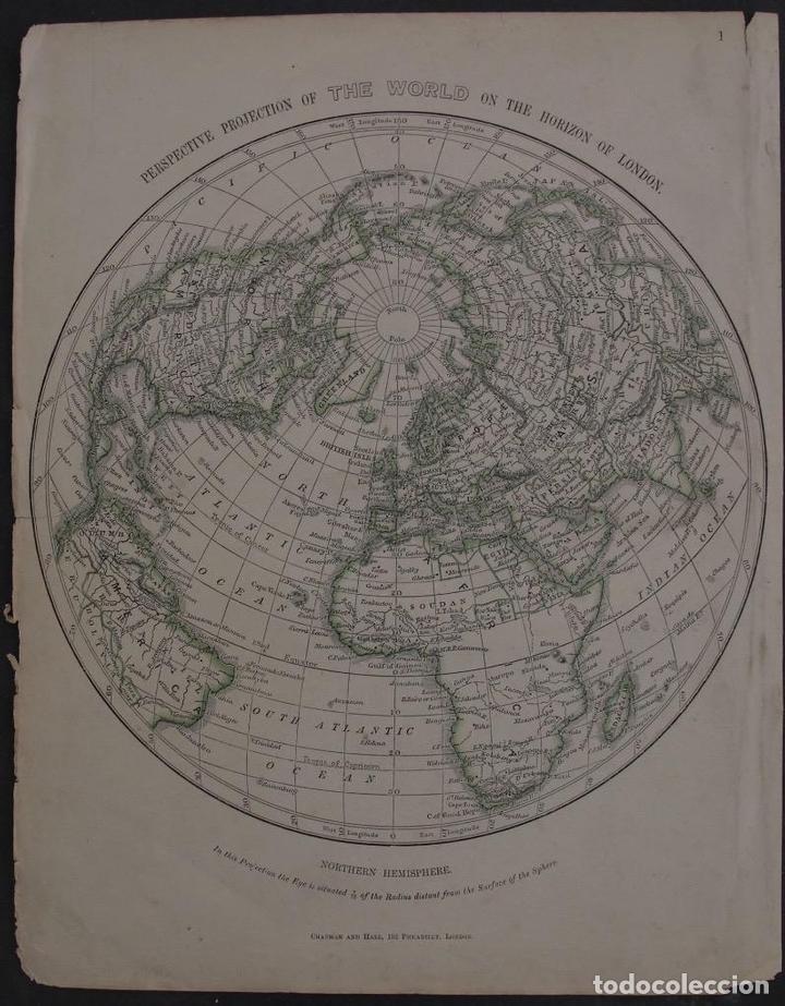 mapa del mundo hemisferio norte del mundo, 1850 - Comprar Cartografía ...