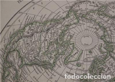 mapa del mundo hemisferio norte del mundo, 1850 - Comprar Cartografía ...