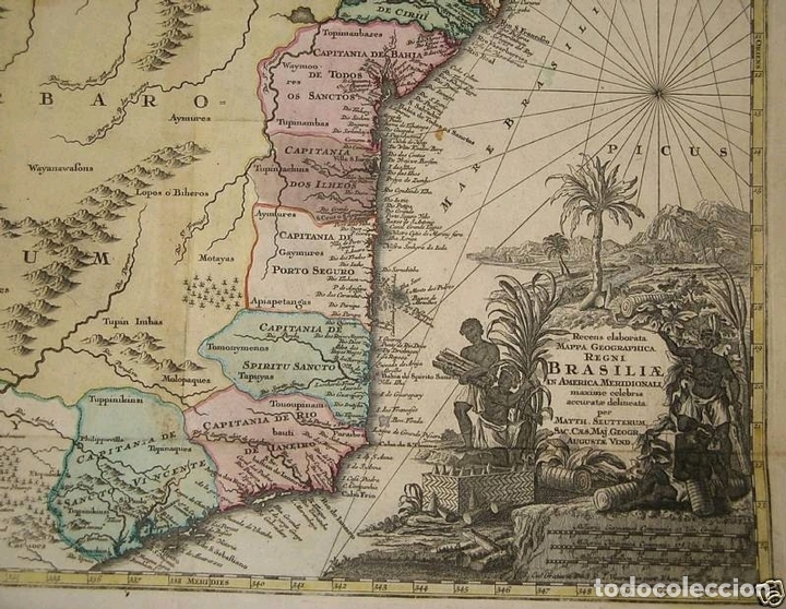 gran mapa de brasil, 1750. m. seutter - Comprar Cartografía Antigua ...
