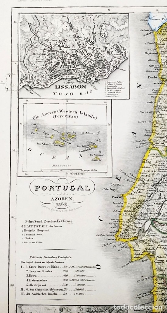 1849 - original - mapa de portugal y azores - l - Comprar Cartografía ...