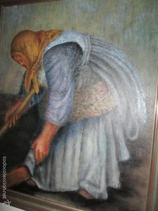 (2)-cuadro al óleo con marco-señora barriendo-f - Comprar Pintura al ...