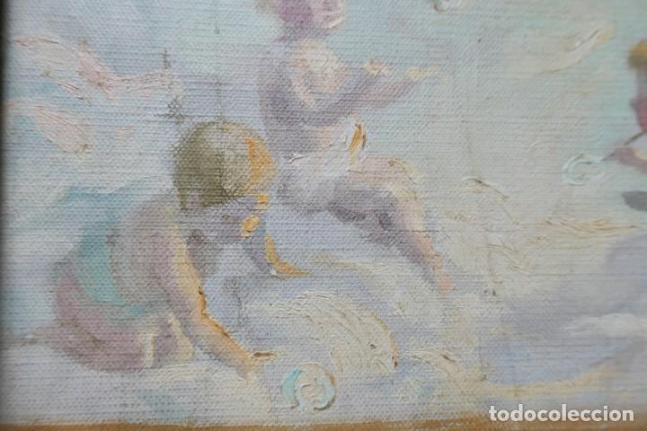 interesante cuadro de angeles jugando- óleo sob - Comprar Pintura al ...