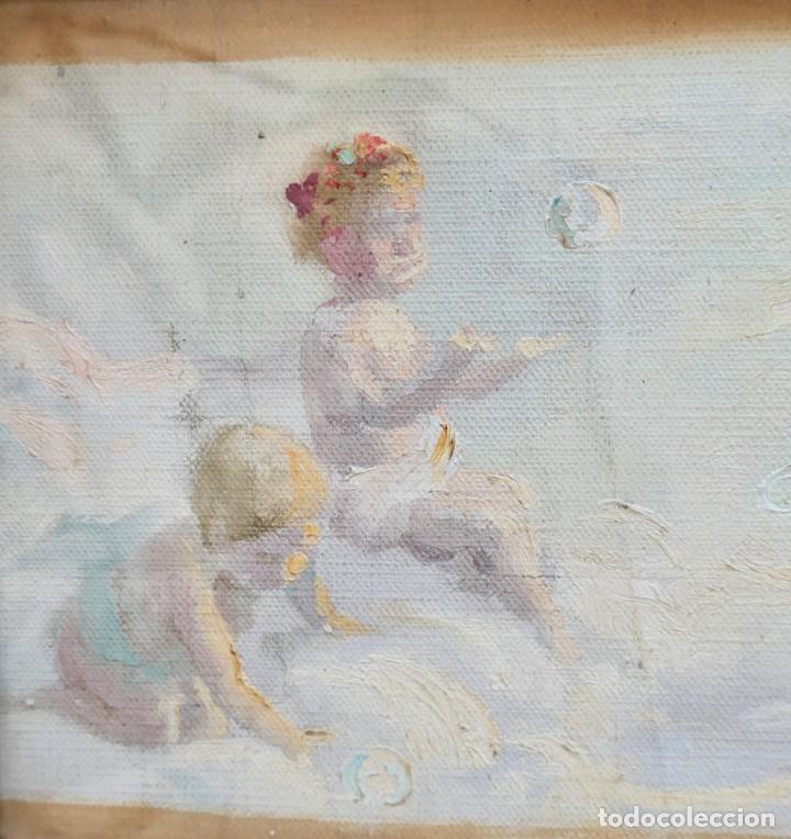 interesante cuadro de angeles jugando- óleo sob - Comprar Pintura al ...