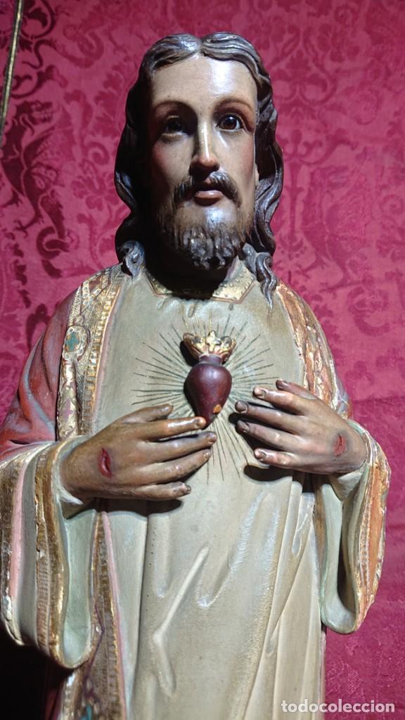 talla religiosa de madera - sagrado corazon de - Comprar Escultura ...