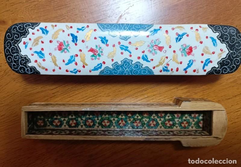 caja persa antigua hecha a mano con plumas - Compra venta en todocoleccion