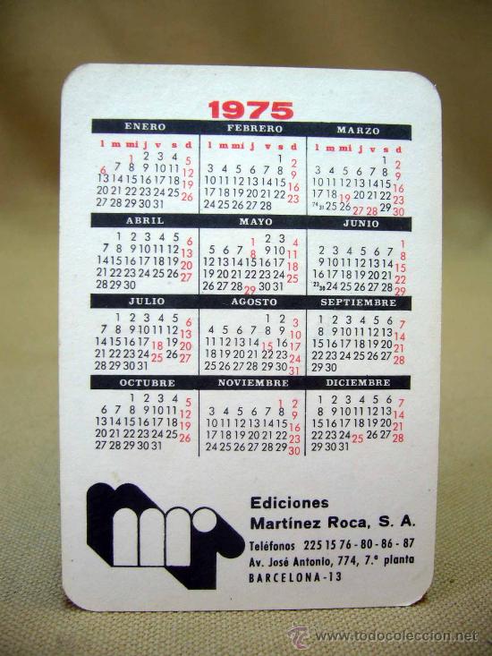 calendario de bolsillo, rosebud, 1975, martinez - Comprar Calendarios ...