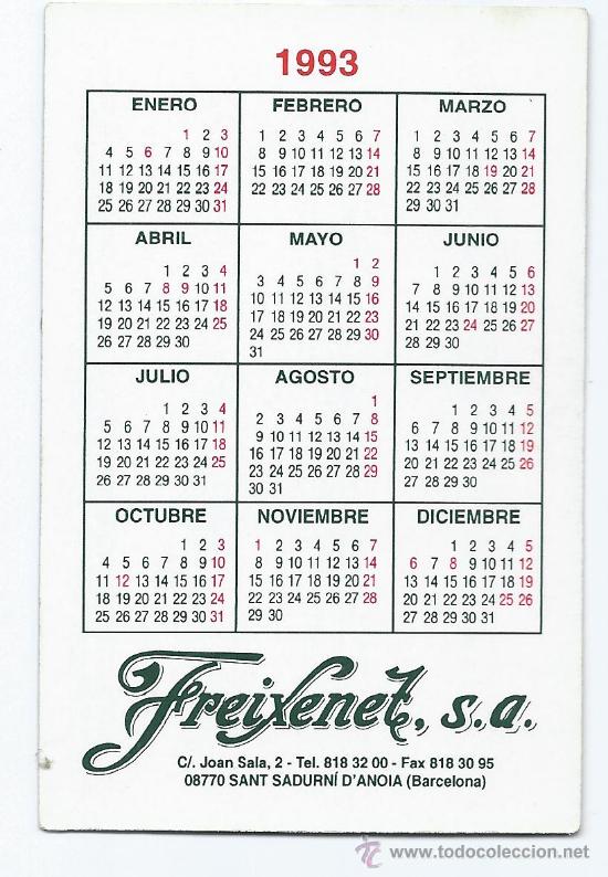 4836- calendario 1993- champan freixenet- sharo - Comprar Calendarios ...