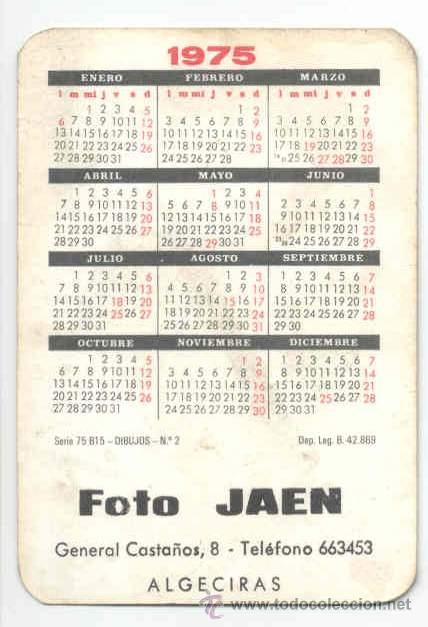 calendario de bolsillo 1975 . dibujos nº 2 . fo - Comprar Calendarios ...