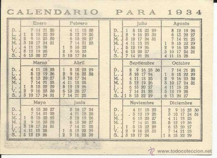 calendario de 1934,original,buen estado,muy bon - Comprar Calendarios ...