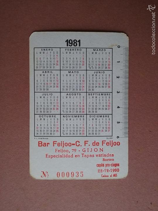 calendario año 1981. eu 2301. d.l. b-16779/xxii - Comprar Calendarios ...