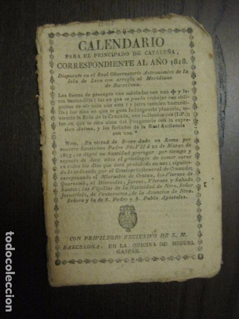 calendario almanaque para el año 1818 - princip - Comprar Calendarios ...