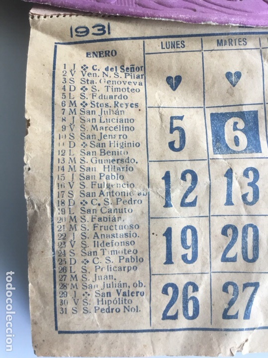 calendario auténticamente vintage de 1931, comp - Comprar Calendarios ...