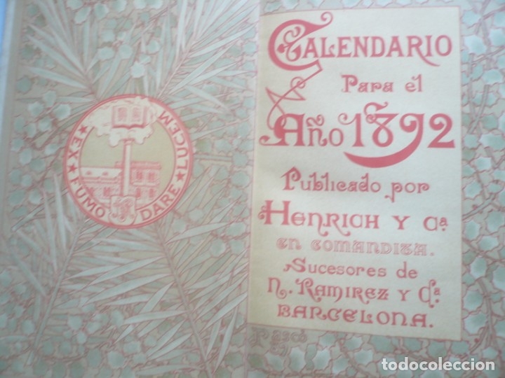 calendario para el año 1892 - Comprar Calendarios antiguos en ...