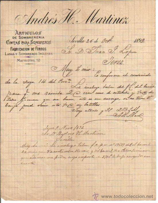 1892 sevilla carta manuscrita con el membrete a - Comprar Cartas ...