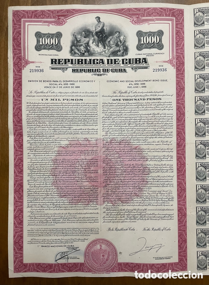 cuba. bono 1000 pesos desarrollo económico y so - Compra venta en ...