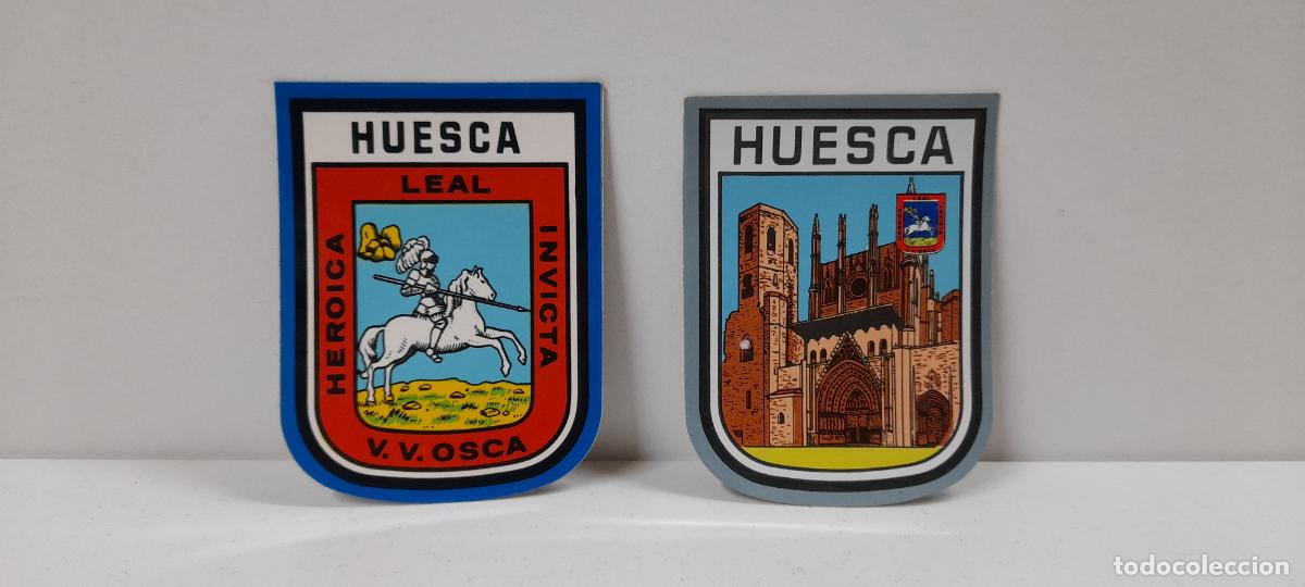 dos antiguas pegatinas de huesca . escudo y cat - Buy Antique and ...
