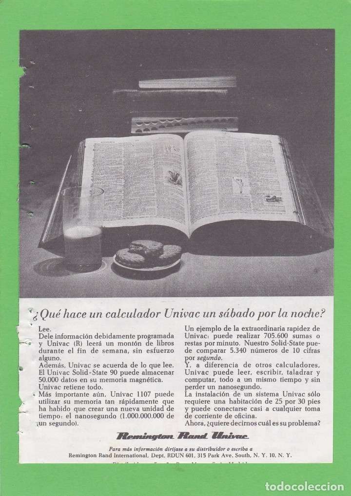 publicidad t 1961. anuncio univac solid state 9 - Compra venta en ...