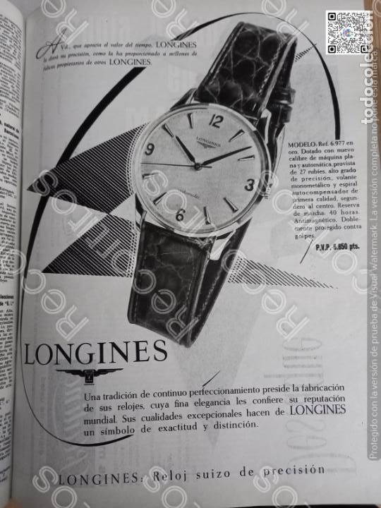 1960 anuncio publicidad reloj longines - Compra venta en todocoleccion