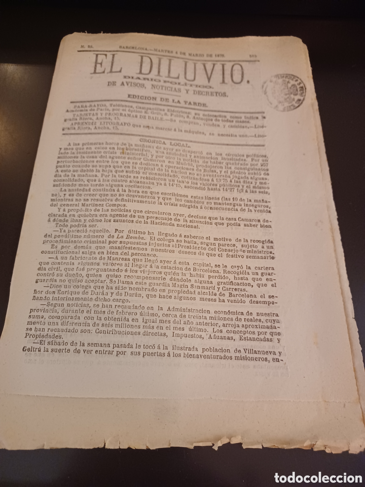 periódico 1879. john roseberry buhonero de 110 - Compra venta en ...