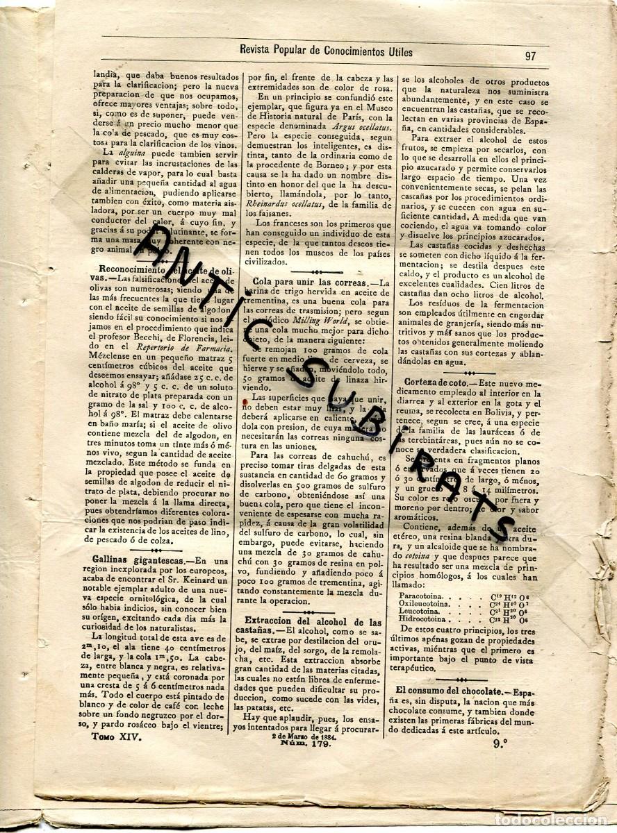 revista año 1884 extraccion de alcohol de casta - Compra venta en ...