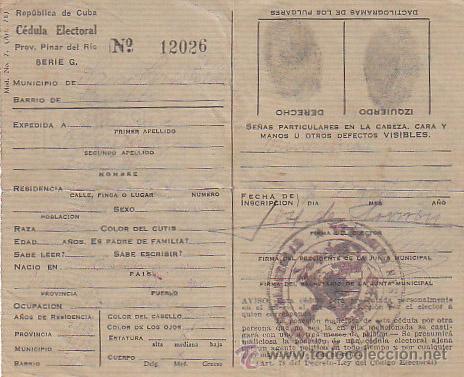 cedula electoral de la republica de cuba de bat - Compra venta en ...