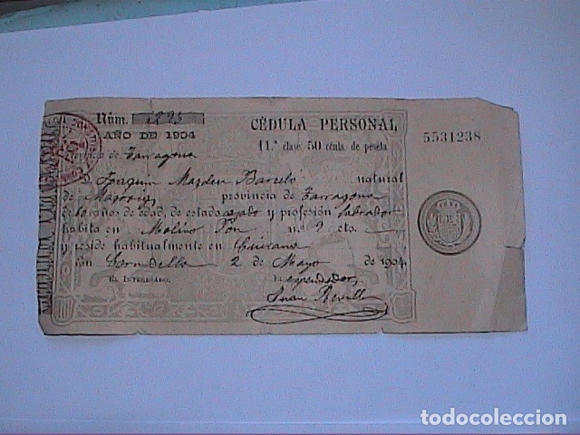 lote de 4 cédulas personales. 1904 y 1905. veci - Comprar en ...