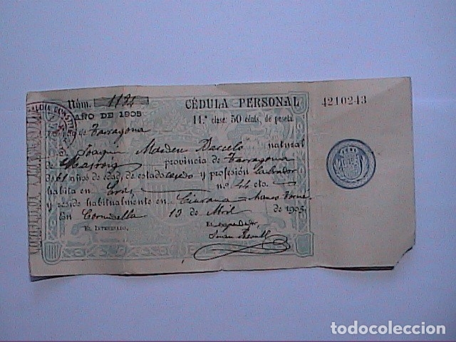 lote de 4 cédulas personales. 1904 y 1905. veci - Comprar en ...