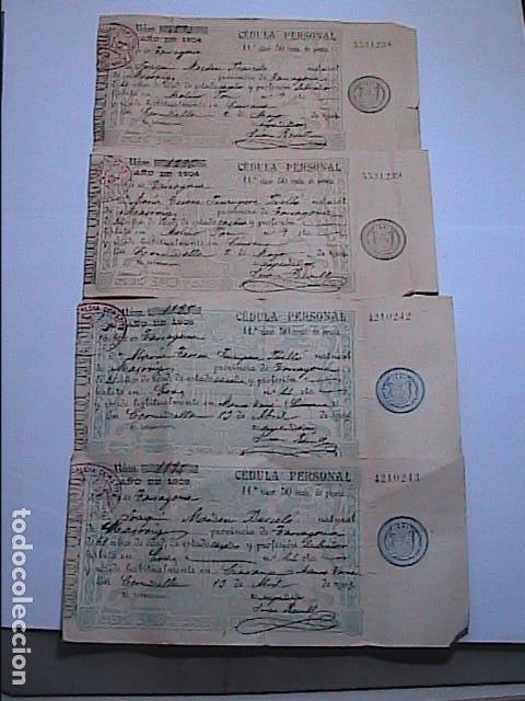 lote de 4 cédulas personales. 1904 y 1905. veci - Comprar en ...
