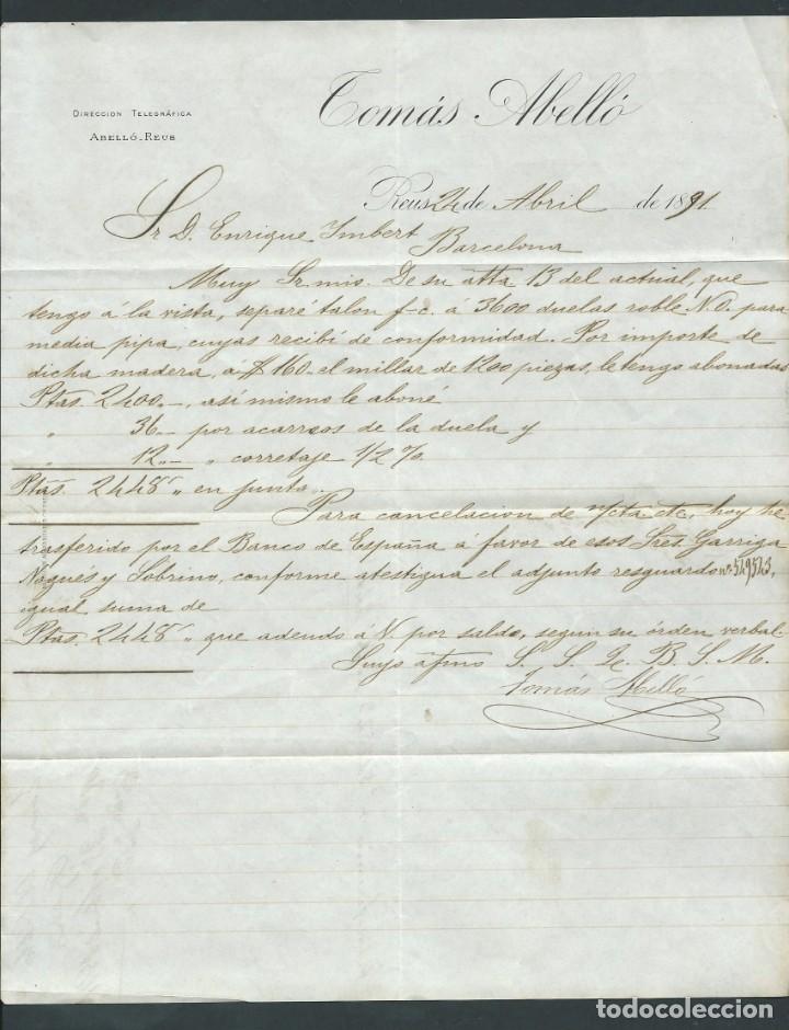 antigua carta tomas abello año 1891 reus firmad - Compra venta en ...