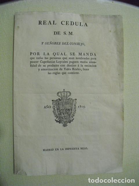 1805 real cedula por el que se establece el pag - Buy Other antique ...