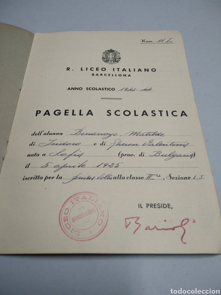 liceo italiano pagella scolastica 1943-44 bloc - Comprar en ...