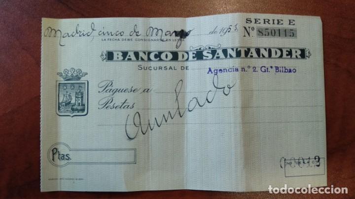 cheque banco de santander . 1951 - Comprar Documentos bancarios ...