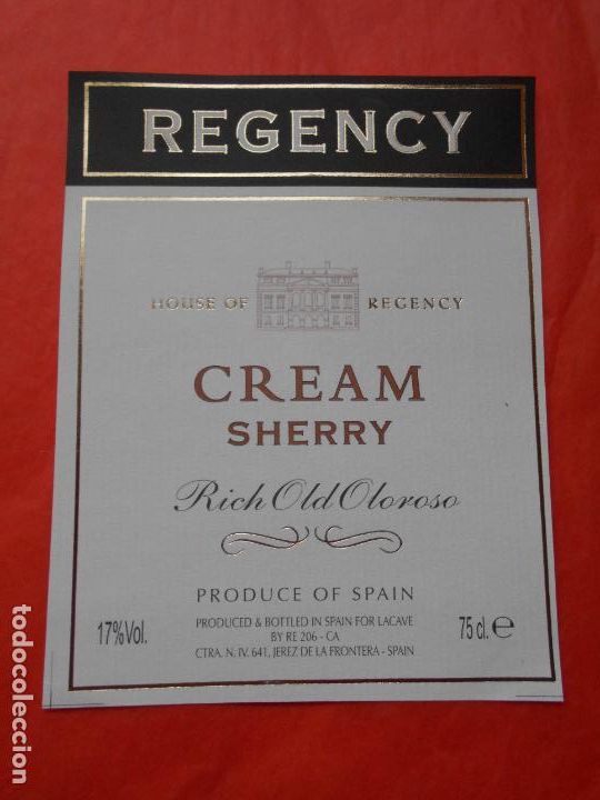 etiqueta de vino cream sherry - Compra venta en todocoleccion