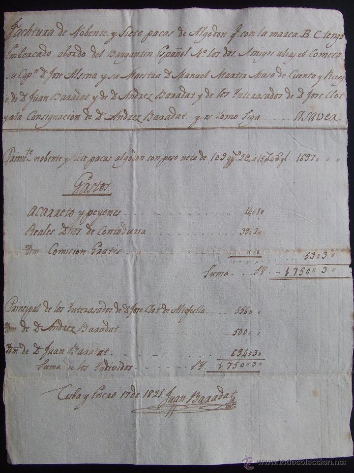 factura manuscrita año 1821 pacas de algodon qu - Comprar Facturas ...