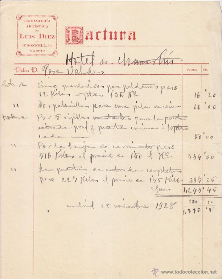 factura antigua. cerrajería artística. luis die - Comprar Facturas ...