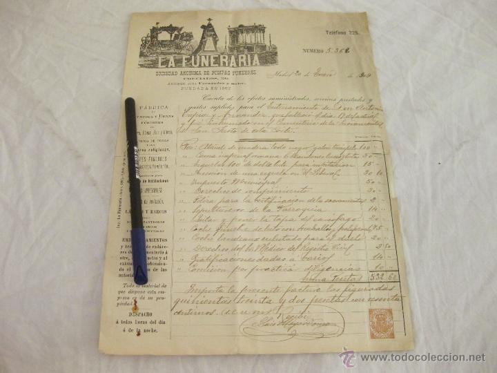 factura de 1909 de la funeraria con los gastos - Comprar Facturas ...