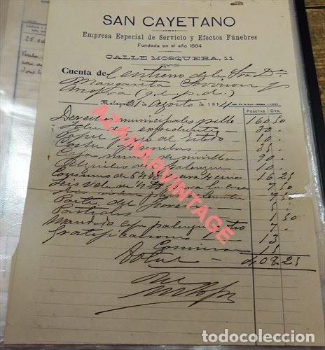 malaga, 1914, factura funeraria san cayetano, r - Comprar Facturas ...