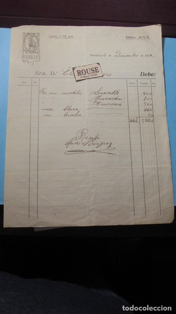 antigua factura 1922 modas pedro rodriguez c. l - Comprar Facturas ...