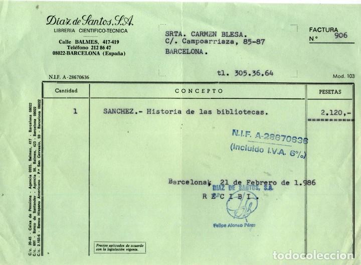 factura libreria díaz de santos 1986 - Comprar Facturas antiguas en ...