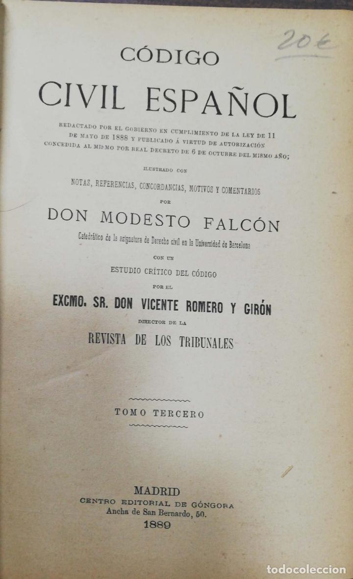 codigo civil español. d. modesto falcon. excmo. - Comprar Libros ...