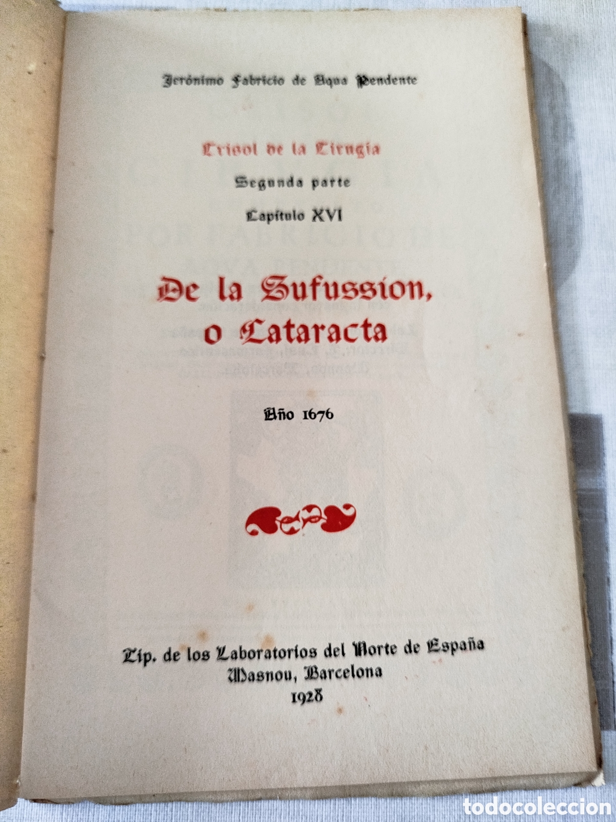de la sufusión o catarata - Compra venta en todocoleccion