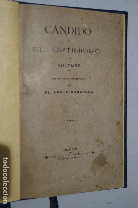cándido o el optimismo. voltaire. - Comprar en todocoleccion - 178055154