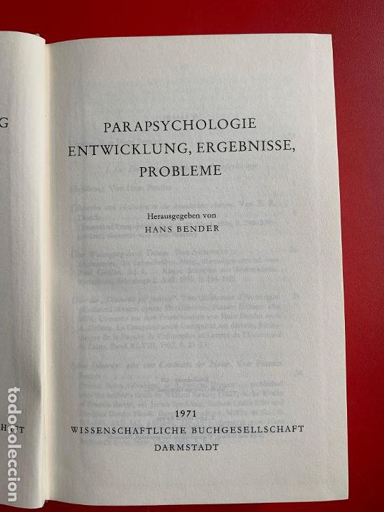 parasicologia. bender hans. parapsychologie - b - Comprar Libros sin ...