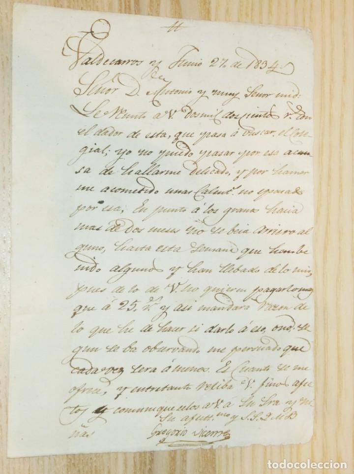 carta o misiva llevada en mano, fechada en vald - Comprar Manuscritos ...
