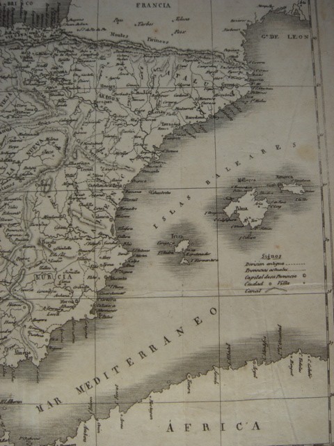 mapa de españa, original, verdejo, madrid, 1860 - Comprar Mapas ...