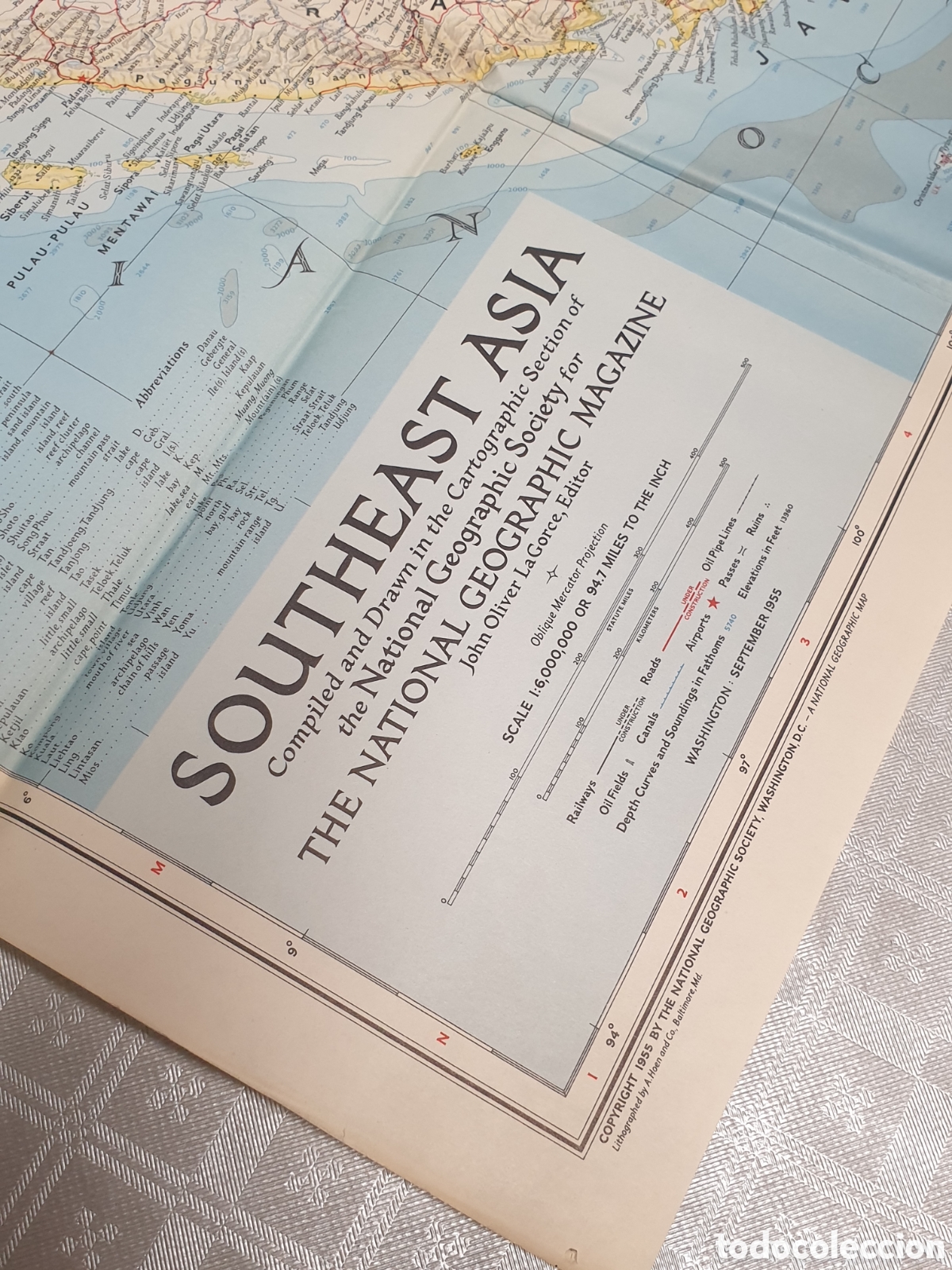 mapa national geographic 1955, southeast asia. - Compra venta en ...